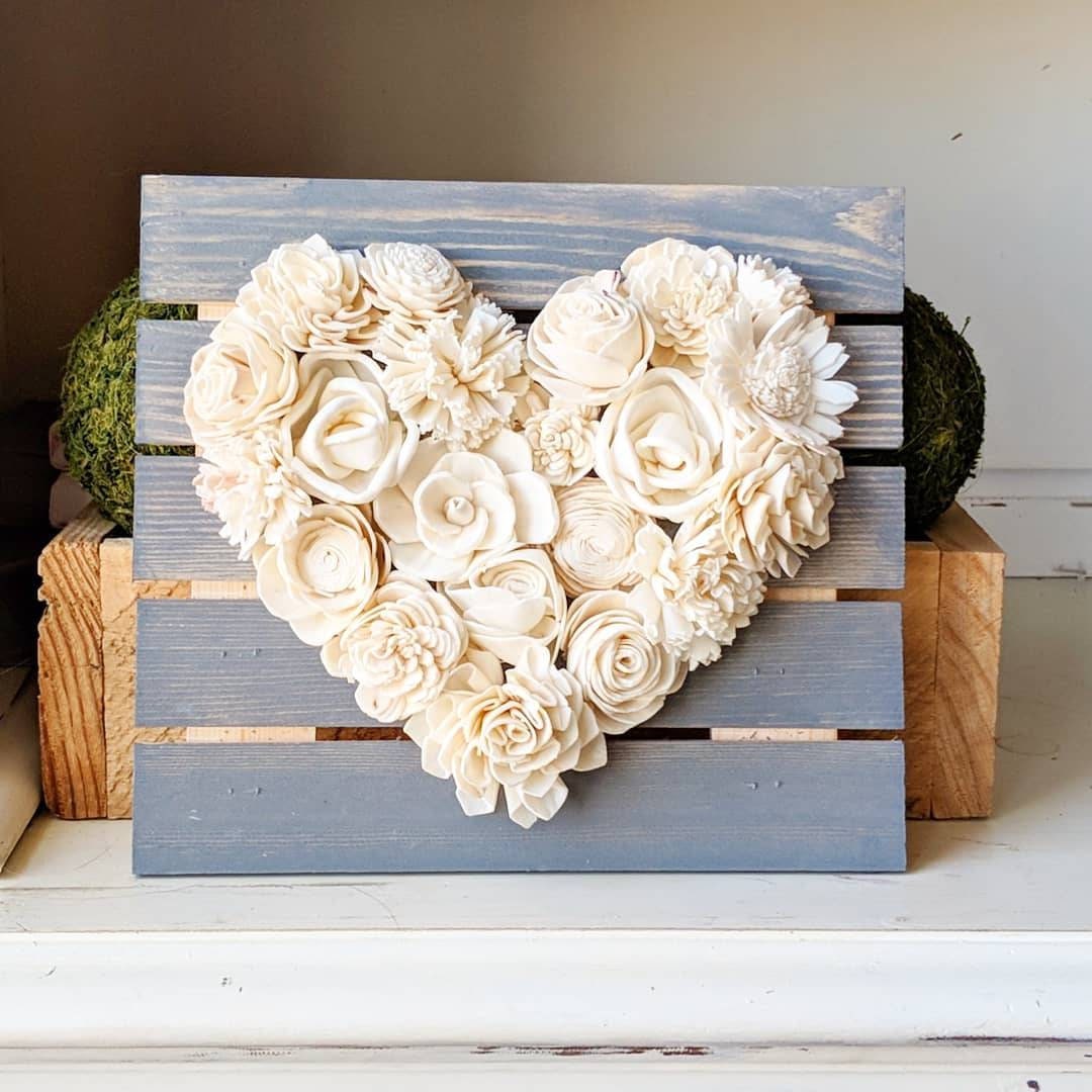 Mini Wood Flowers Heart Board Sola Wood Flowers Nursery - Etsy