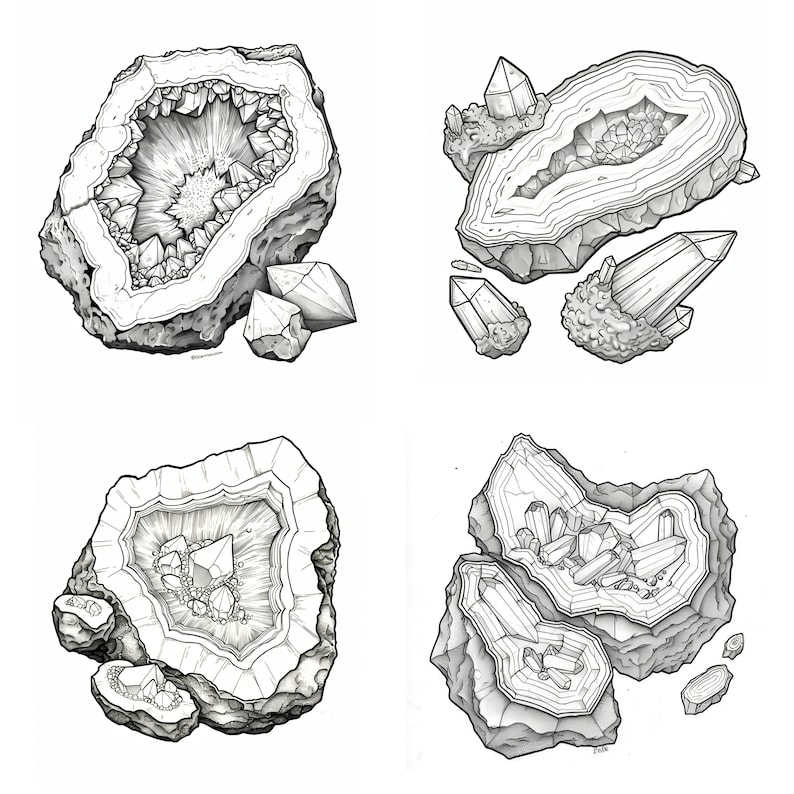 Digital Download Geode Coloring Book, Geode Patterns, Adult Coloring ...