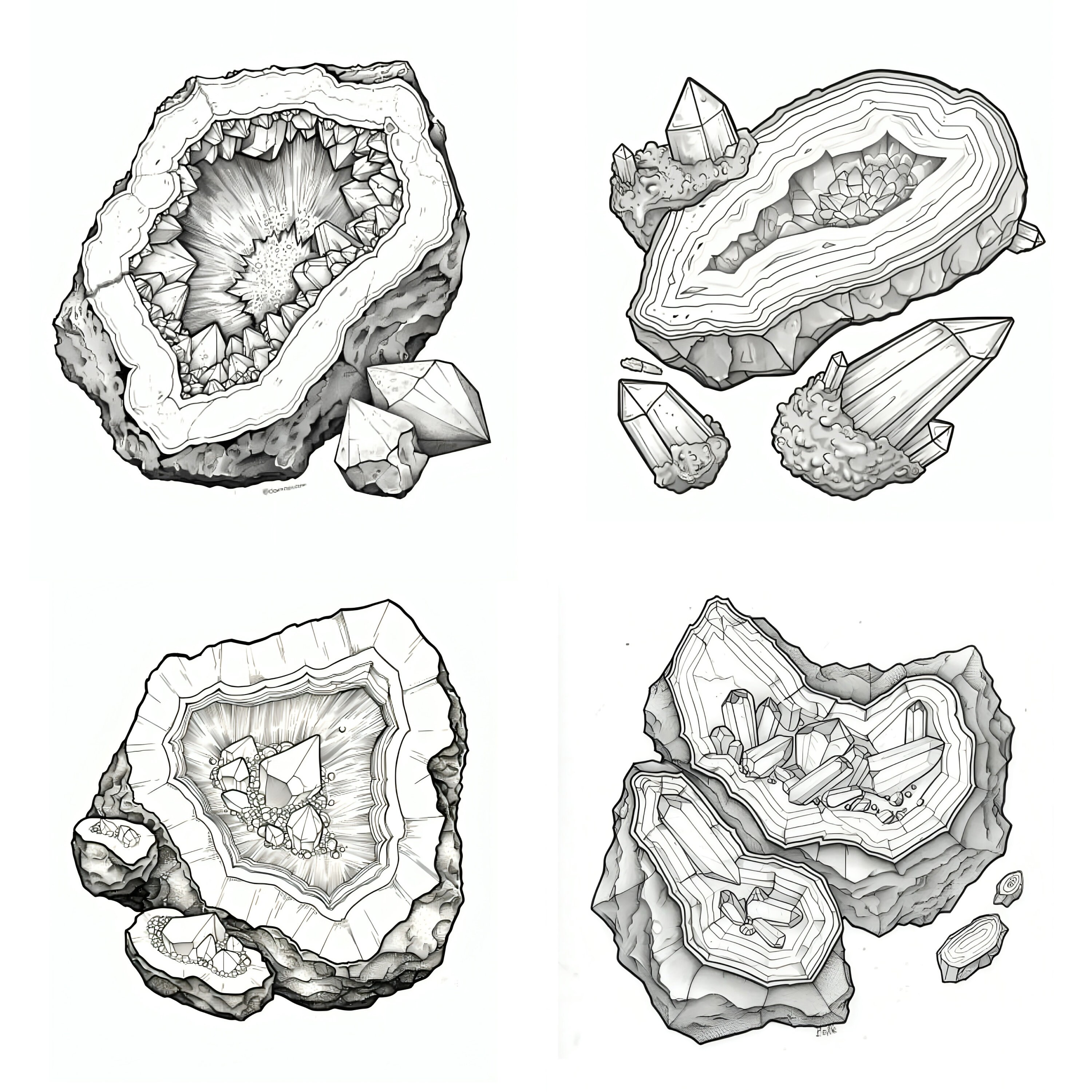 Digital Download Geode Coloring Book, Geode Patterns, Adult Coloring ...