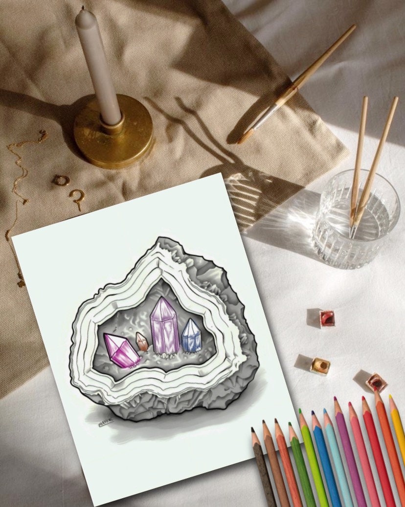 Digital Download Geode Coloring Book, Geode Patterns, Adult Coloring ...