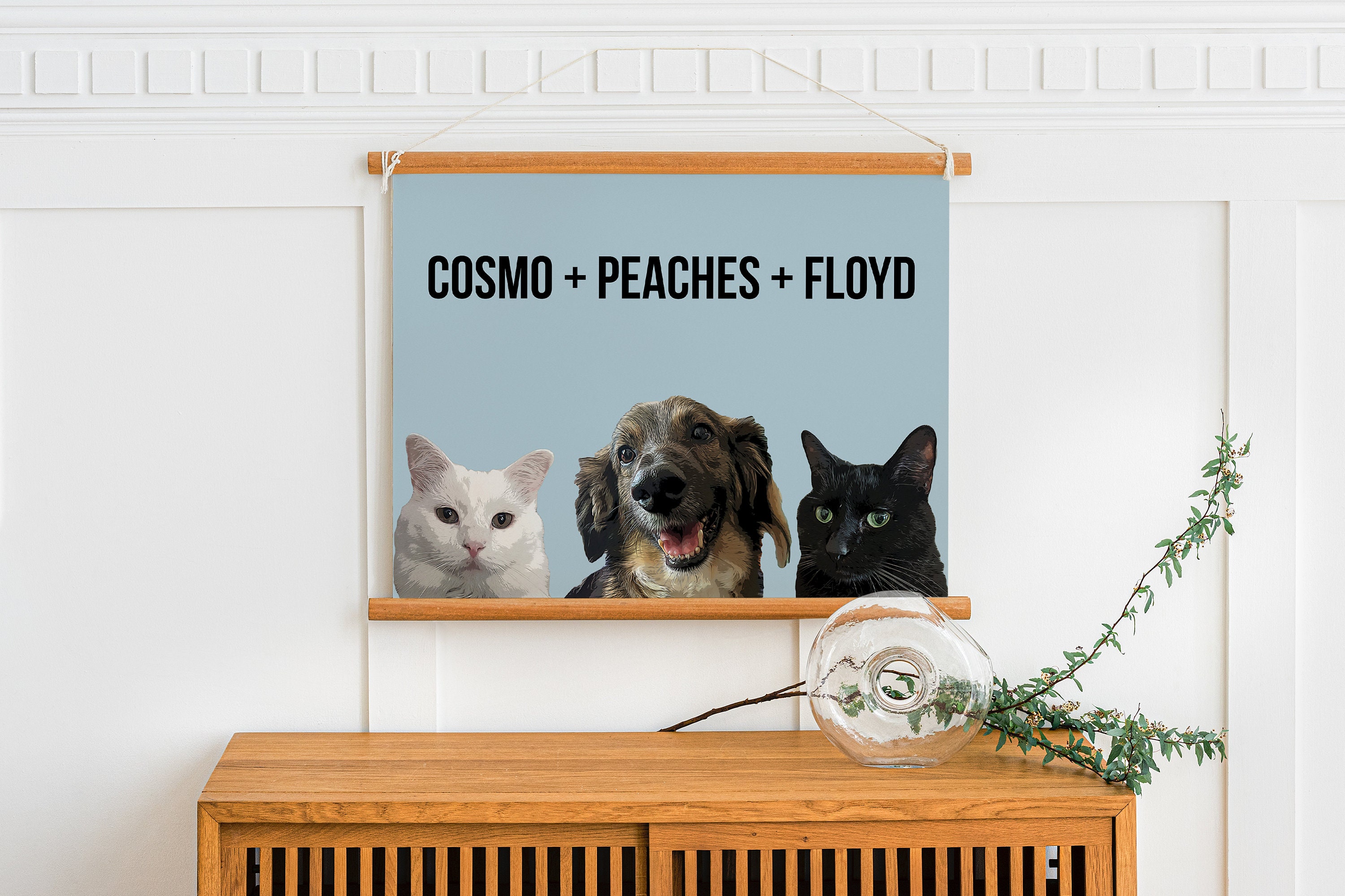 Multiple Pet Portrait Cat Portrait Digital Cat Art Cat | Etsy