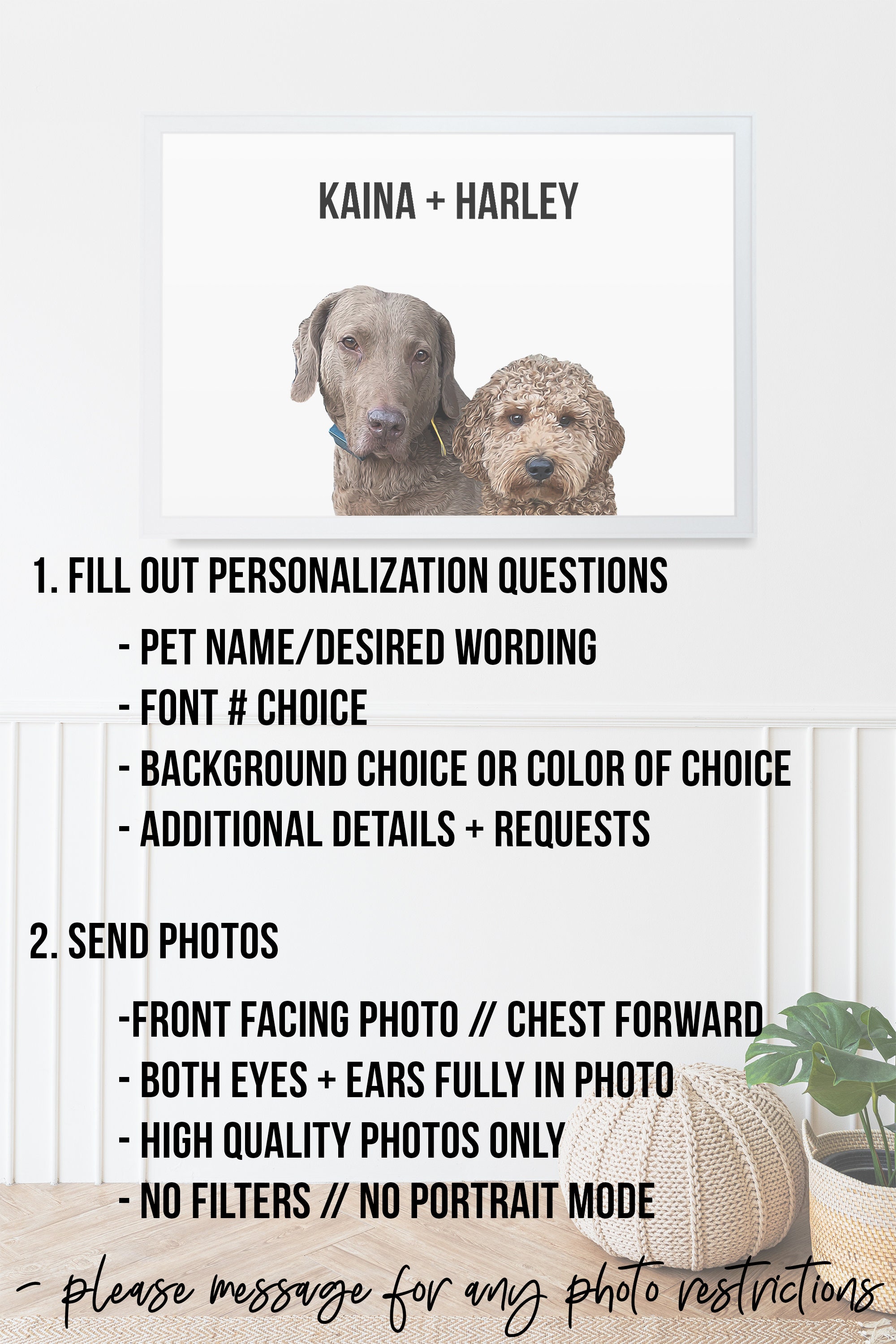 Multiple Pet Portrait | Dog Portrait | Digital Dog Art | Cat Art | Pet ...