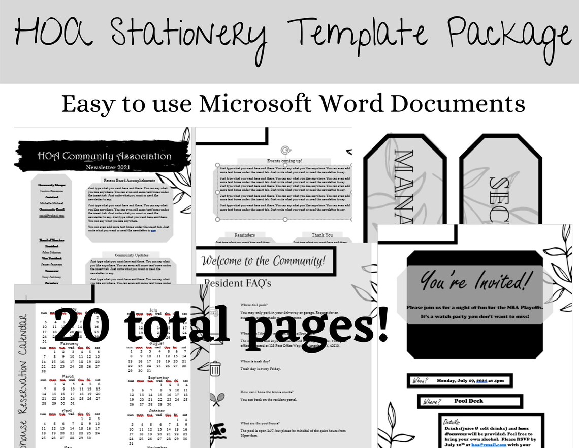 HOA Stationery Templates Neighborhood Newsletter - Etsy España