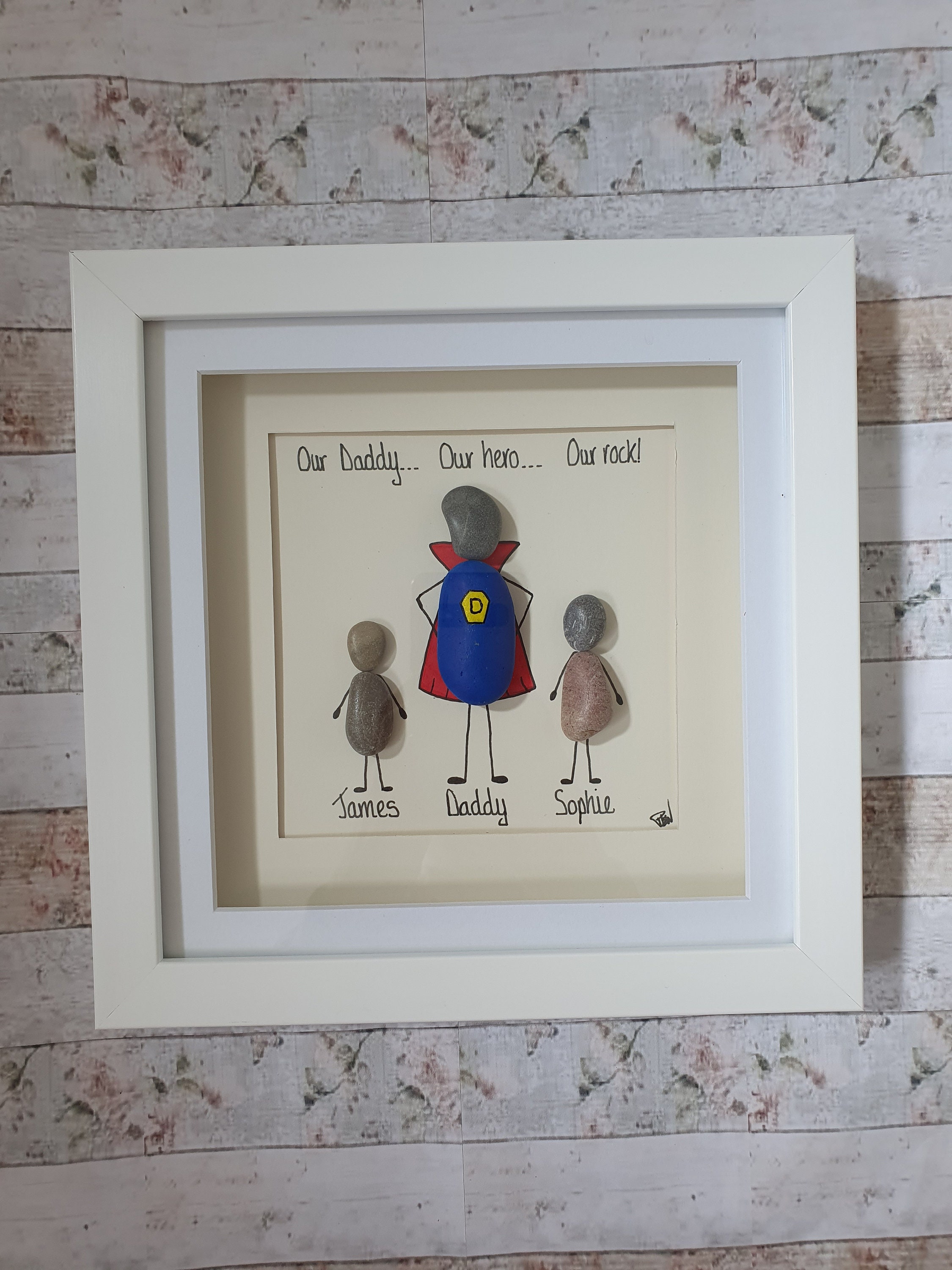 Dad Personalised Pebble Picture Our Hero Our Rock or Dad | Etsy UK