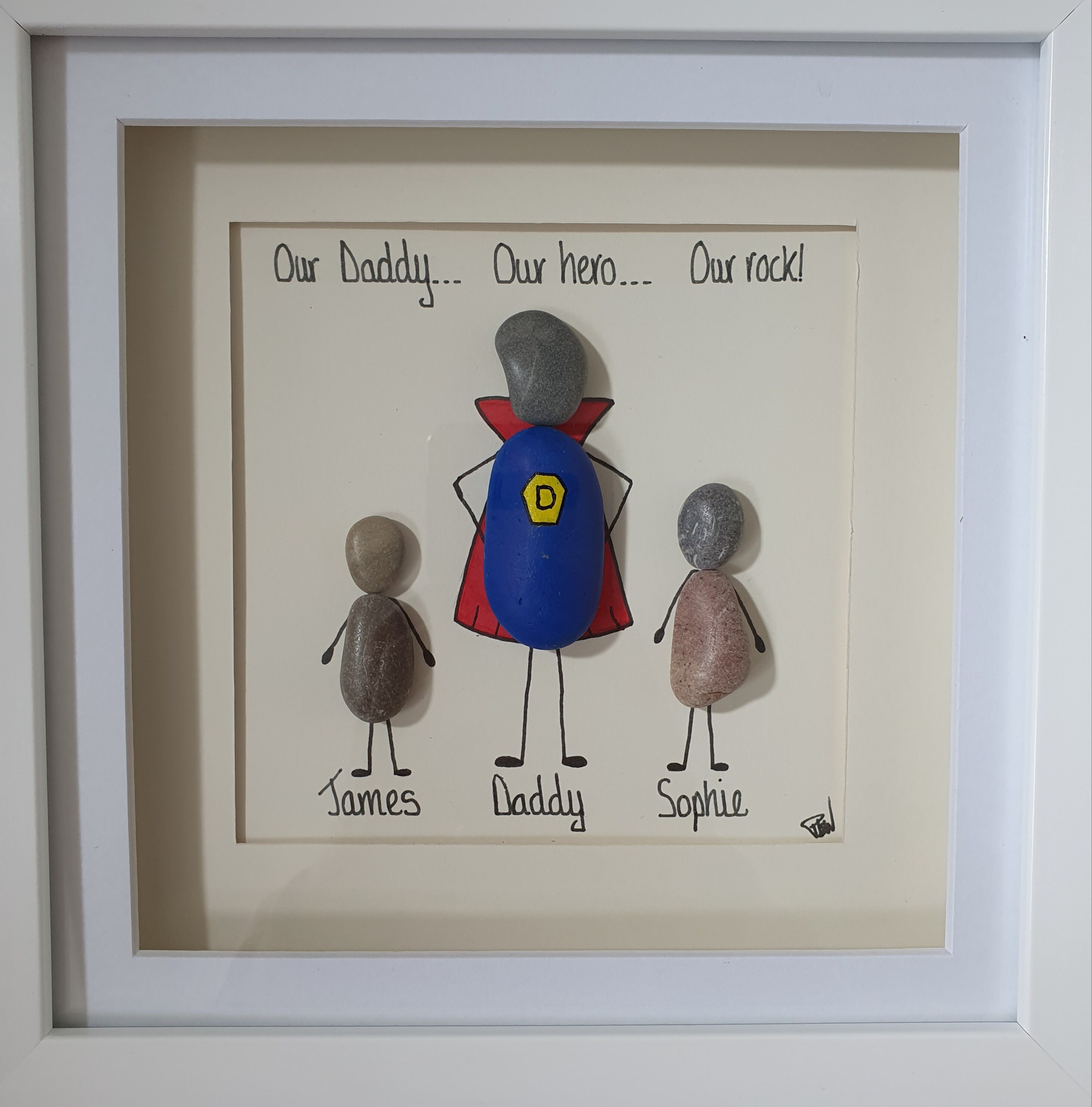 Dad Personalised Pebble Picture Our Hero Our Rock or Dad - Etsy UK