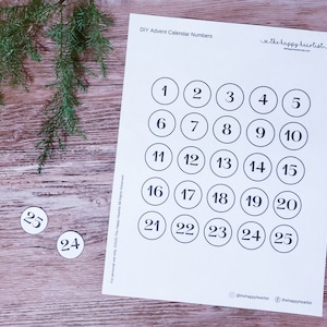Printable Advent Calendar Numbers, Christmas Countdown Numbers, 1 ...