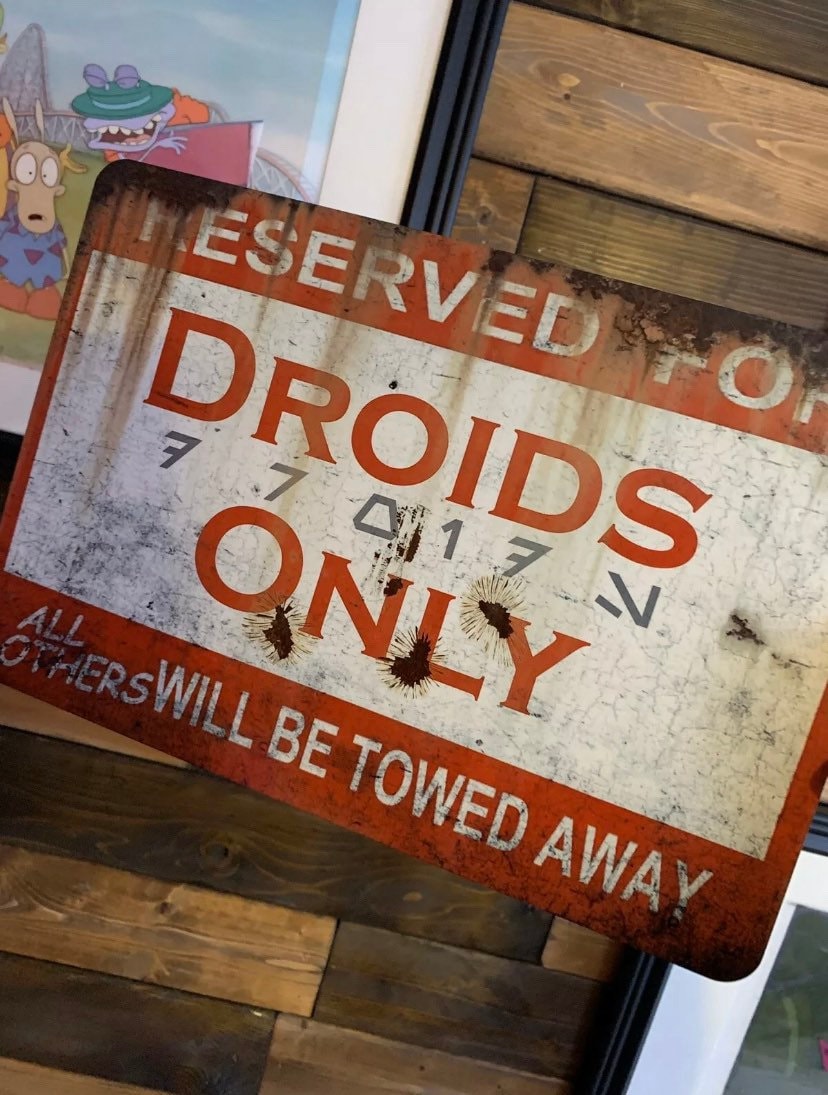 Droid Only Sign Movie Metal Decor Home Wall Classic Star | Etsy