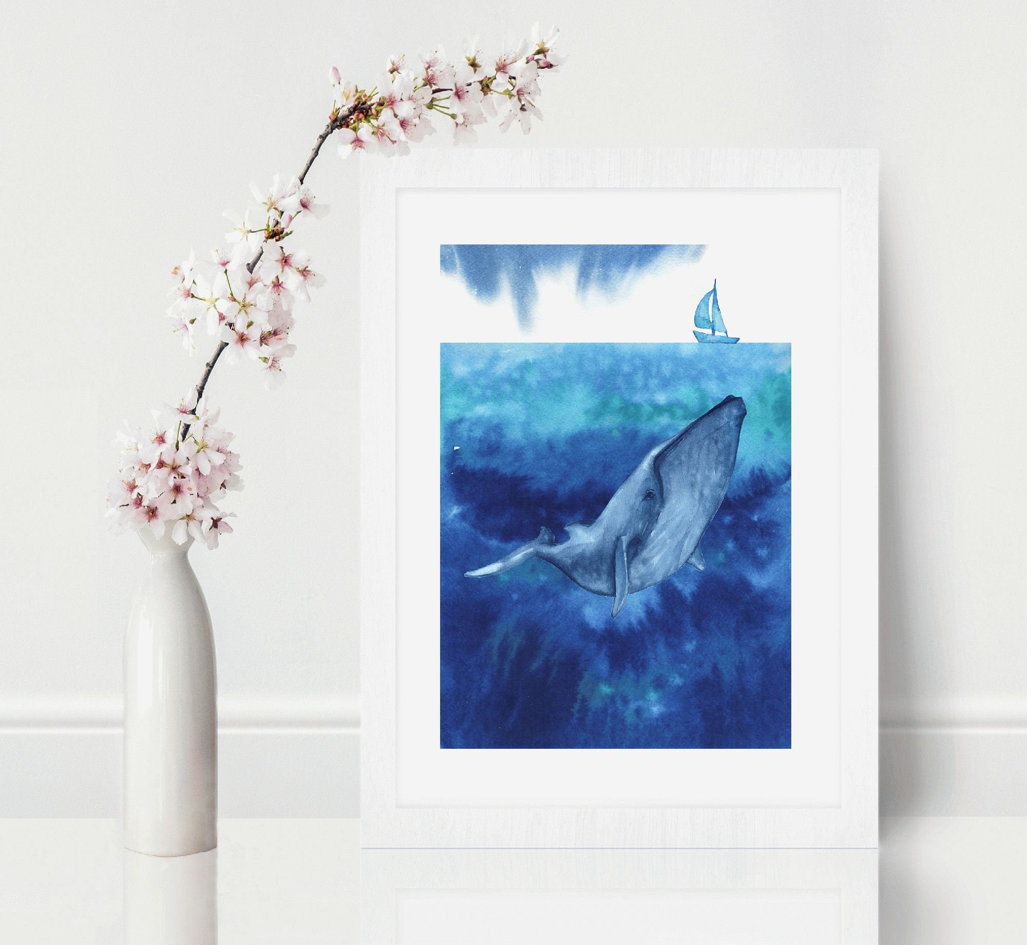 Whale Sea Water Print (3) Digital Print, Printable Print, Printable ...