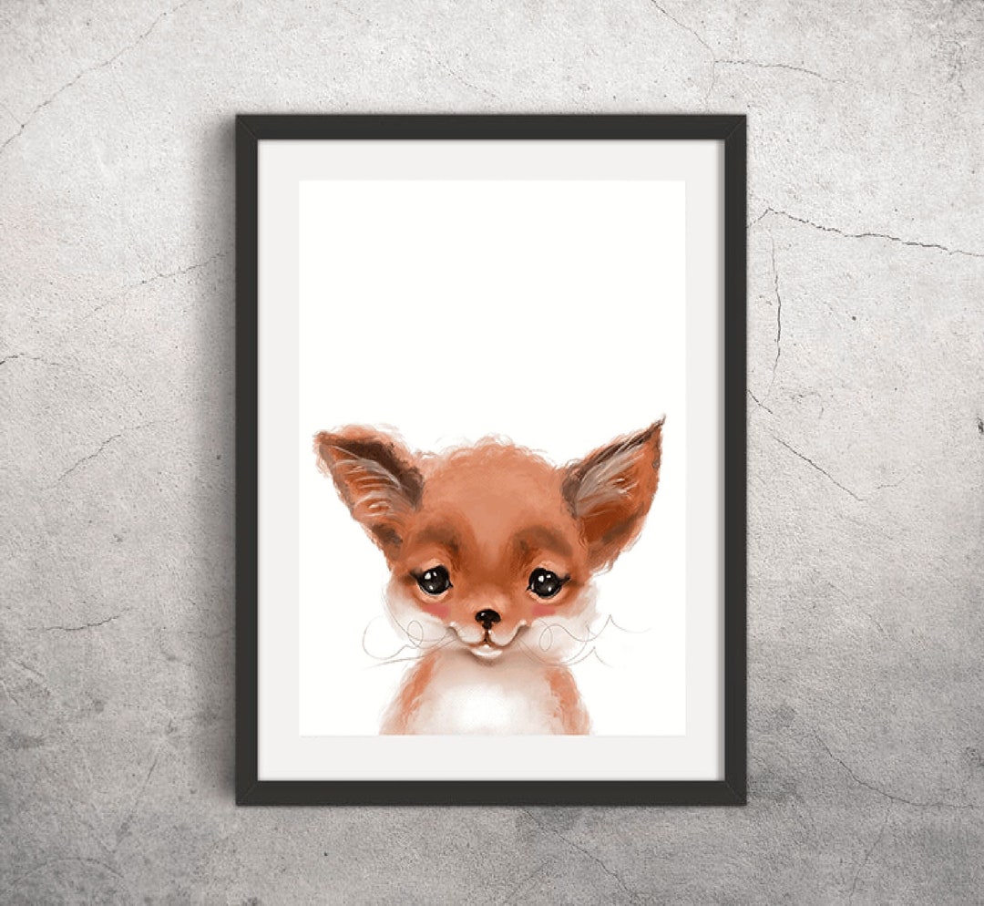 Animal Baby Fox Digital Print, Printable Print, Printable Illustration ...