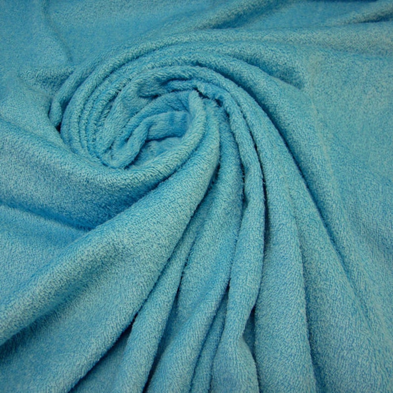 Fabric cotton Terry Terry Aqua Blue | Etsy
