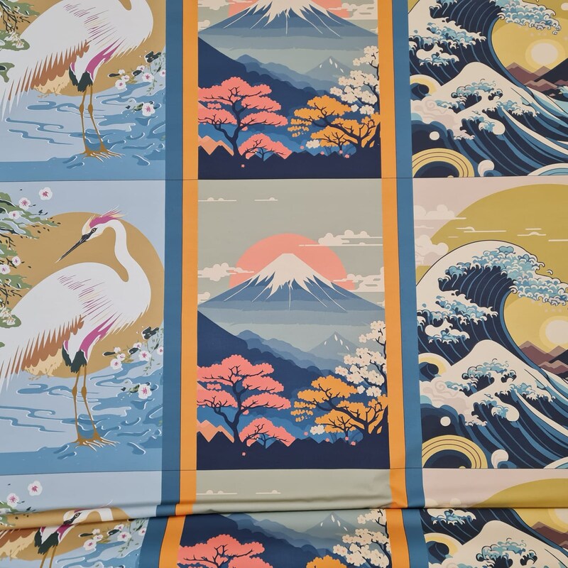 Japanese Wave Fabric - Etsy