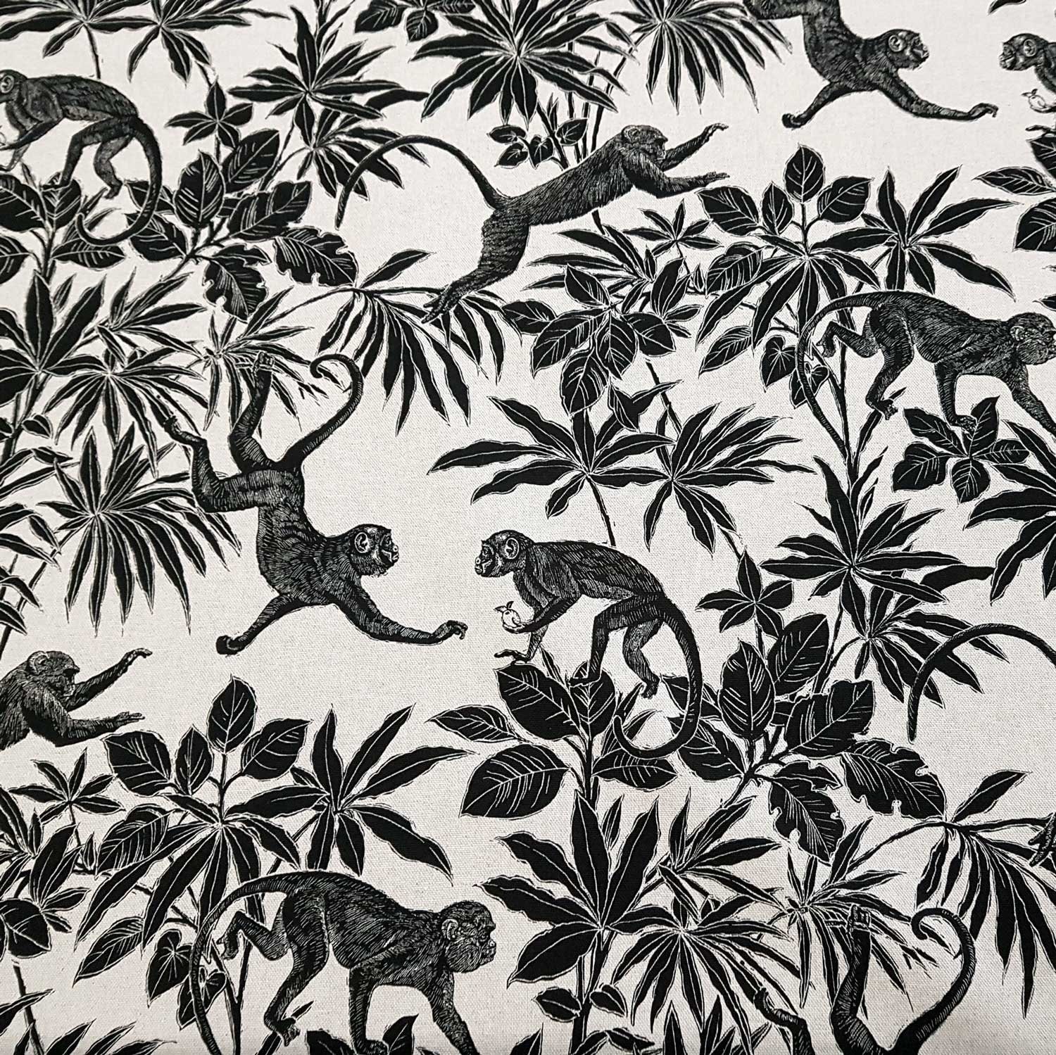 Cotton Fabric Monkey Black Beige French - Etsy