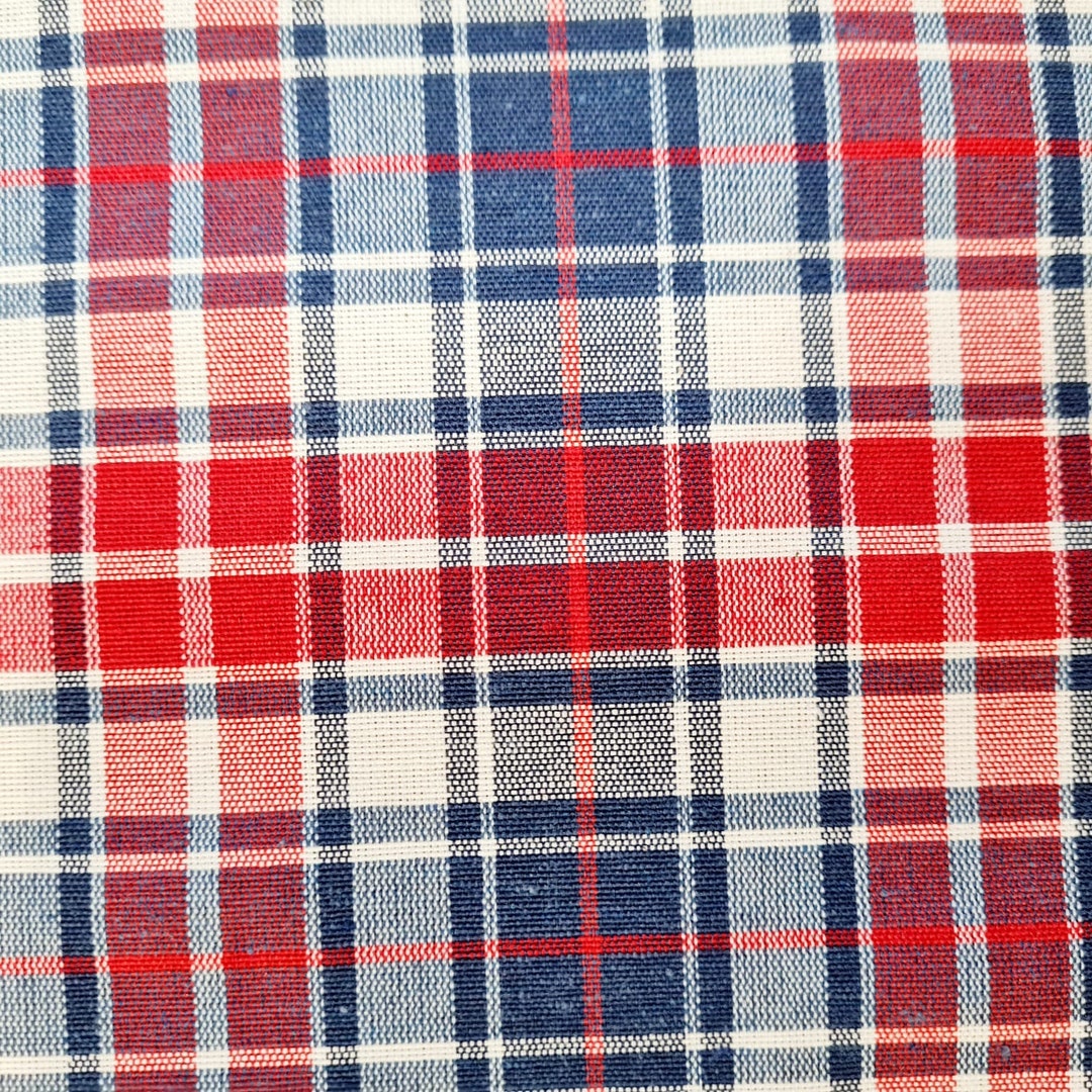 Fabric by the Meter Cotton Easy-care kelsch Check Blue Red Ecru - Etsy