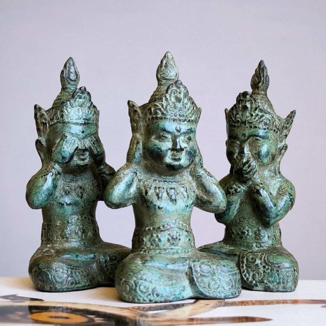 Set of 3 Statues, Little Buddha Statue - Etsy