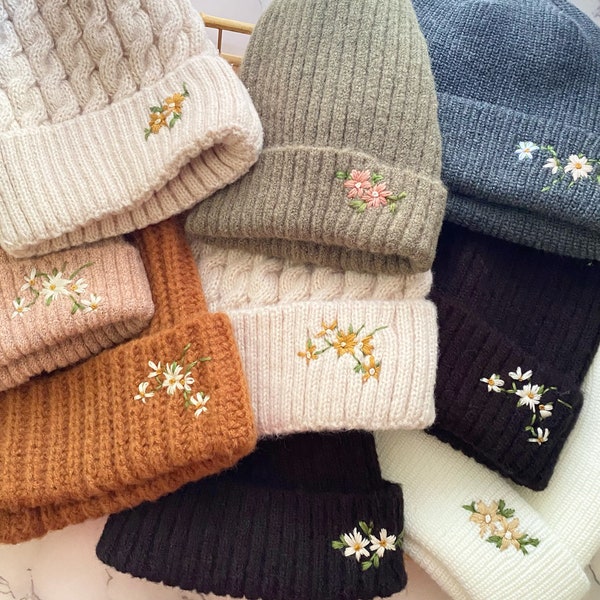 Hand Embroidered Beanie - Etsy