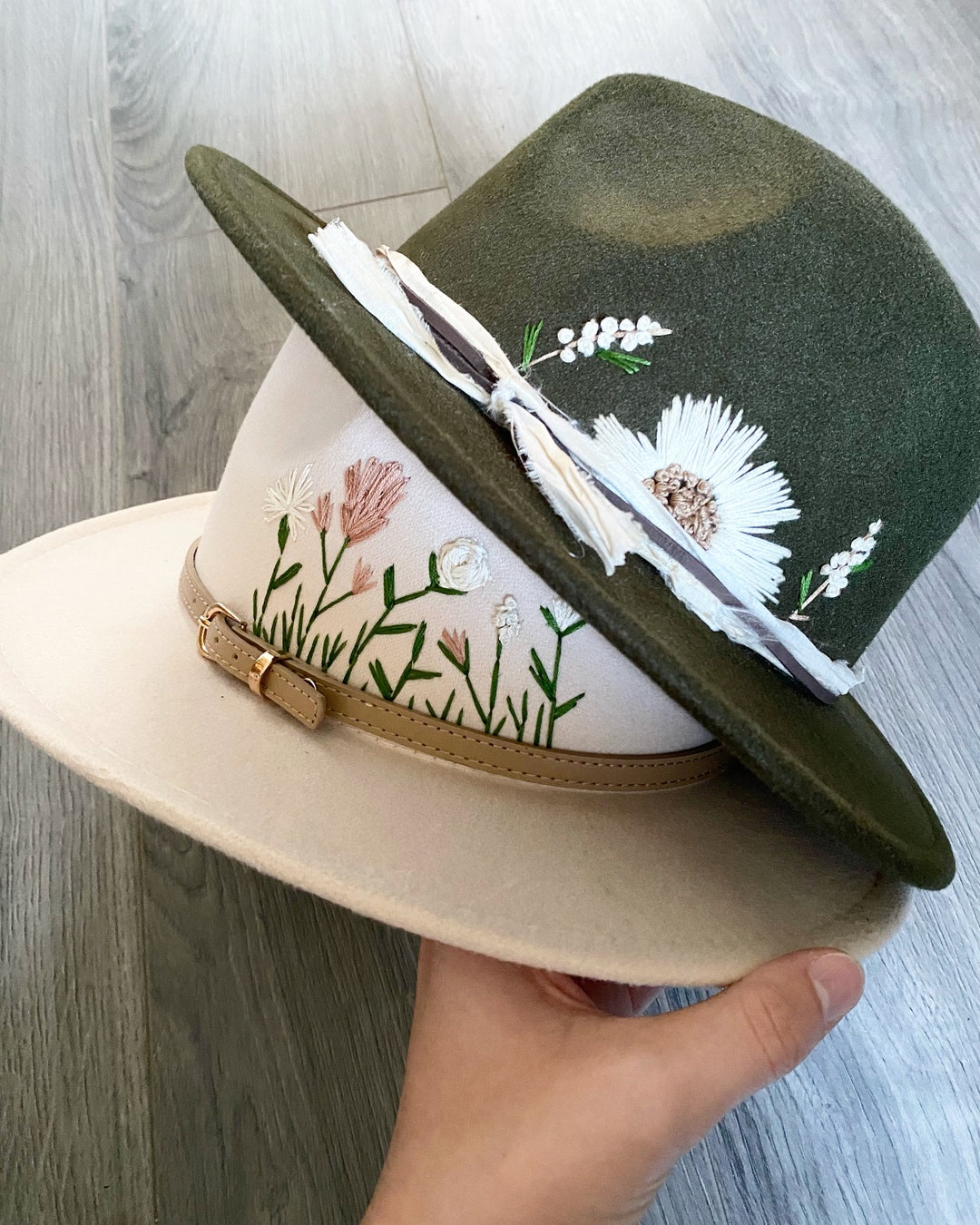 Custom Made to Order Hand Embroidered Wide Brim Felt Hat - Etsy