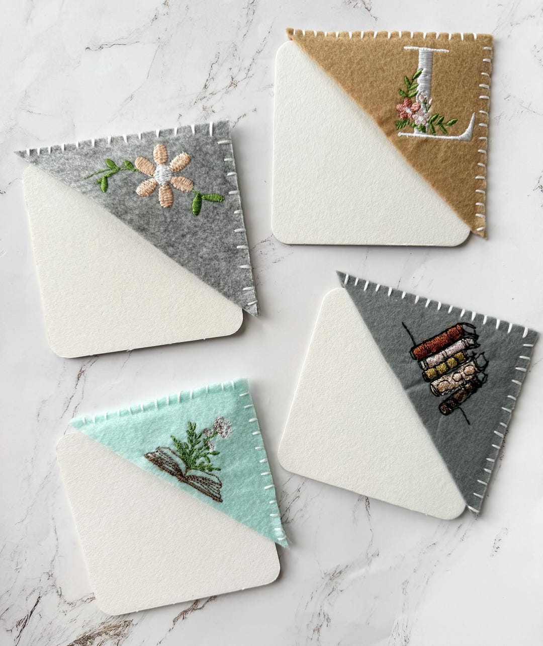 Personalized Hand Embroidered Corner Bookmark| Felt Corner Bookmark ...