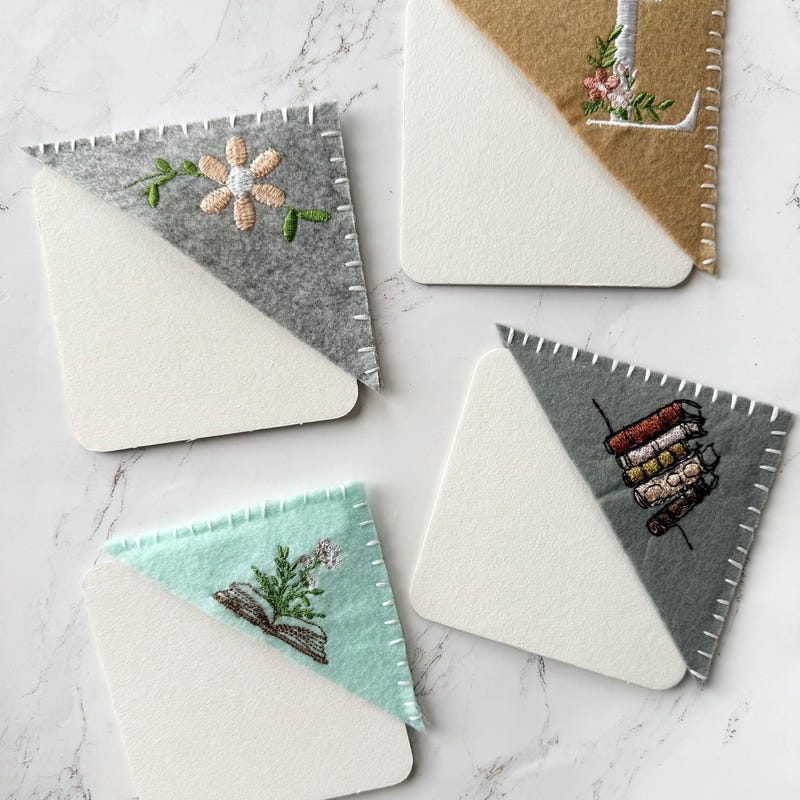 Embroidered Corner Bookmark - Etsy