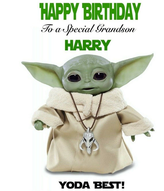 Baby Yoda Birthday Card Personalised Male female Etsy UK Baby Yoda Birthday Card Personalised Male female Etsy UK