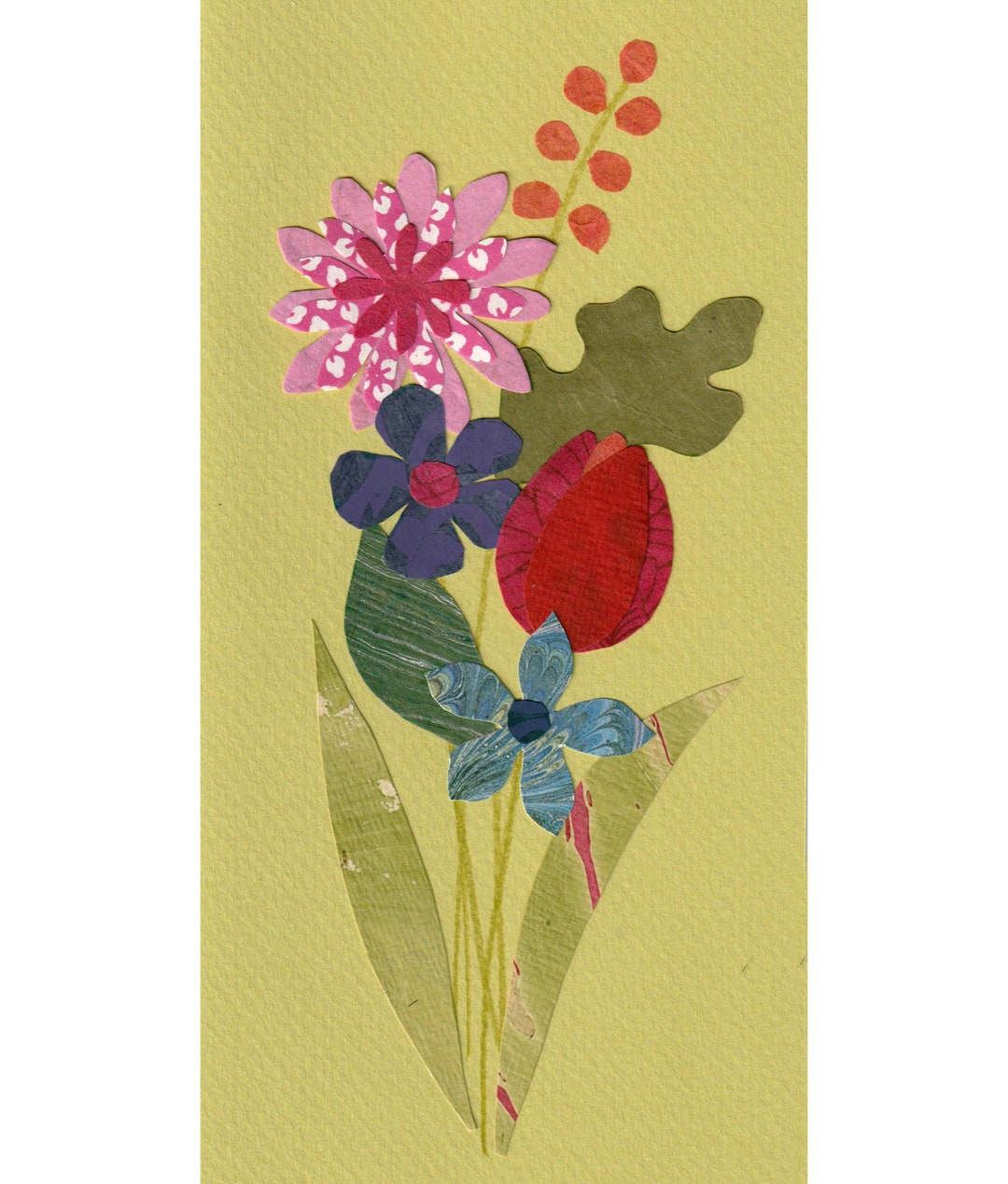Colorful Flower Bouquet Handmade Collage Card - Etsy