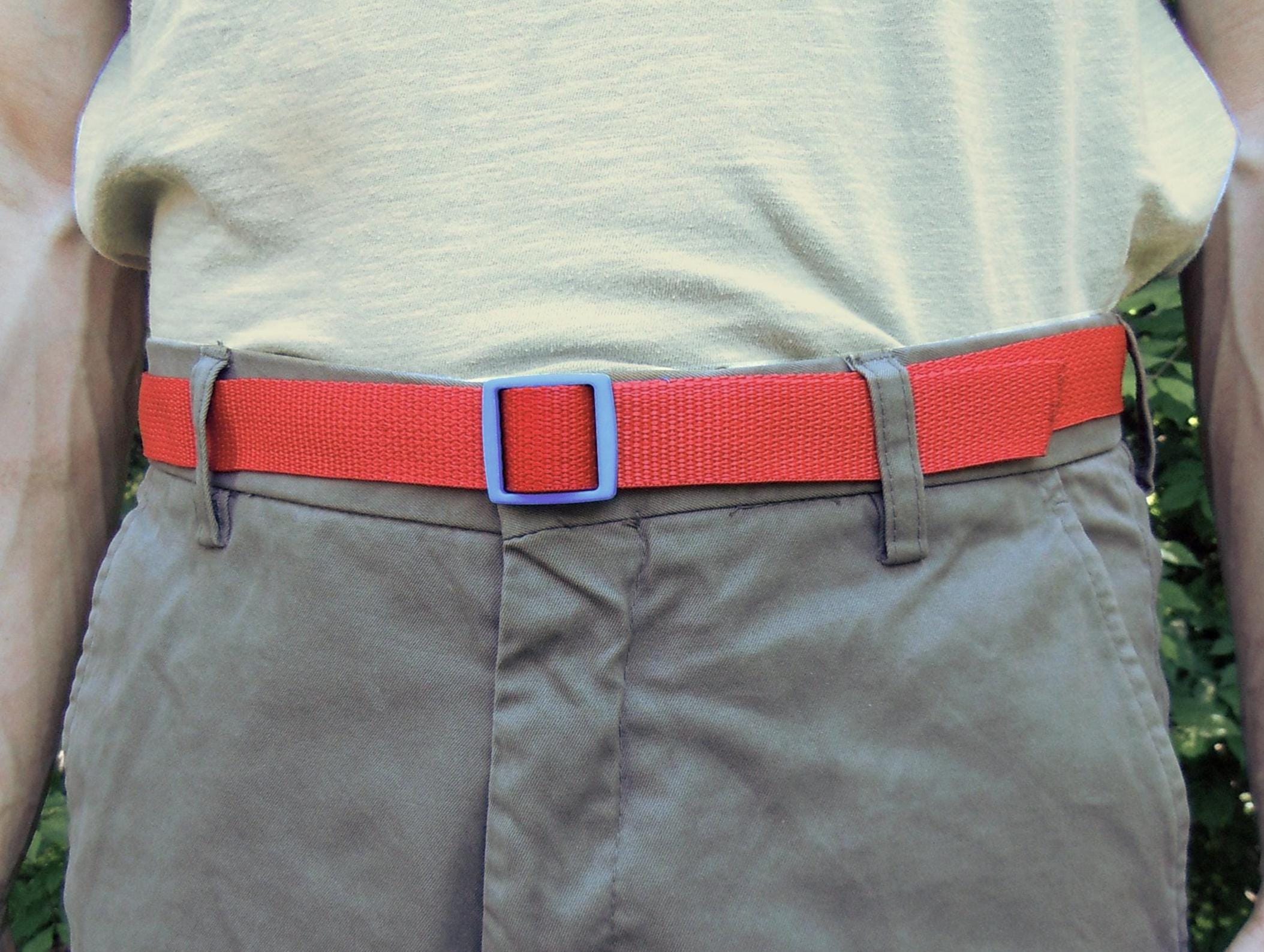 Red Nylon Belt With Slide Buckle - 1" Lightweight, Minimal - Etsy