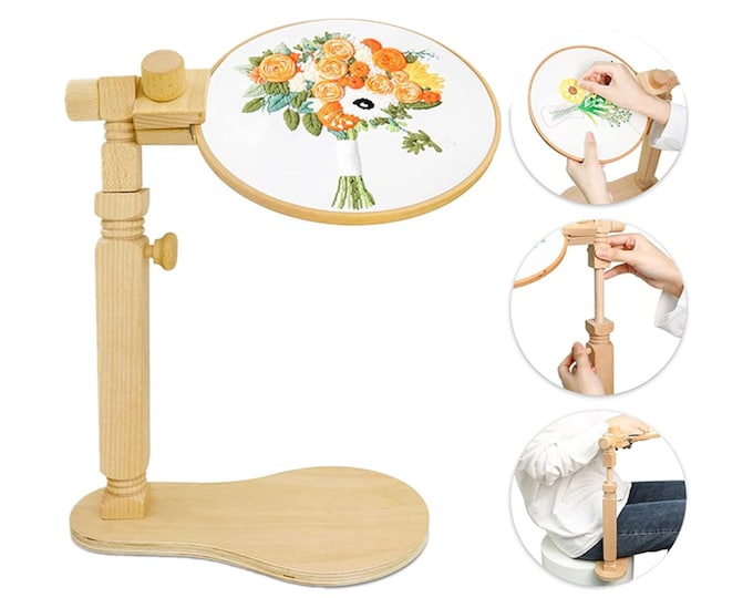 Rotated Wooden Embroidery Lap Stand for Any Hoops Cross Stitch Stand ...