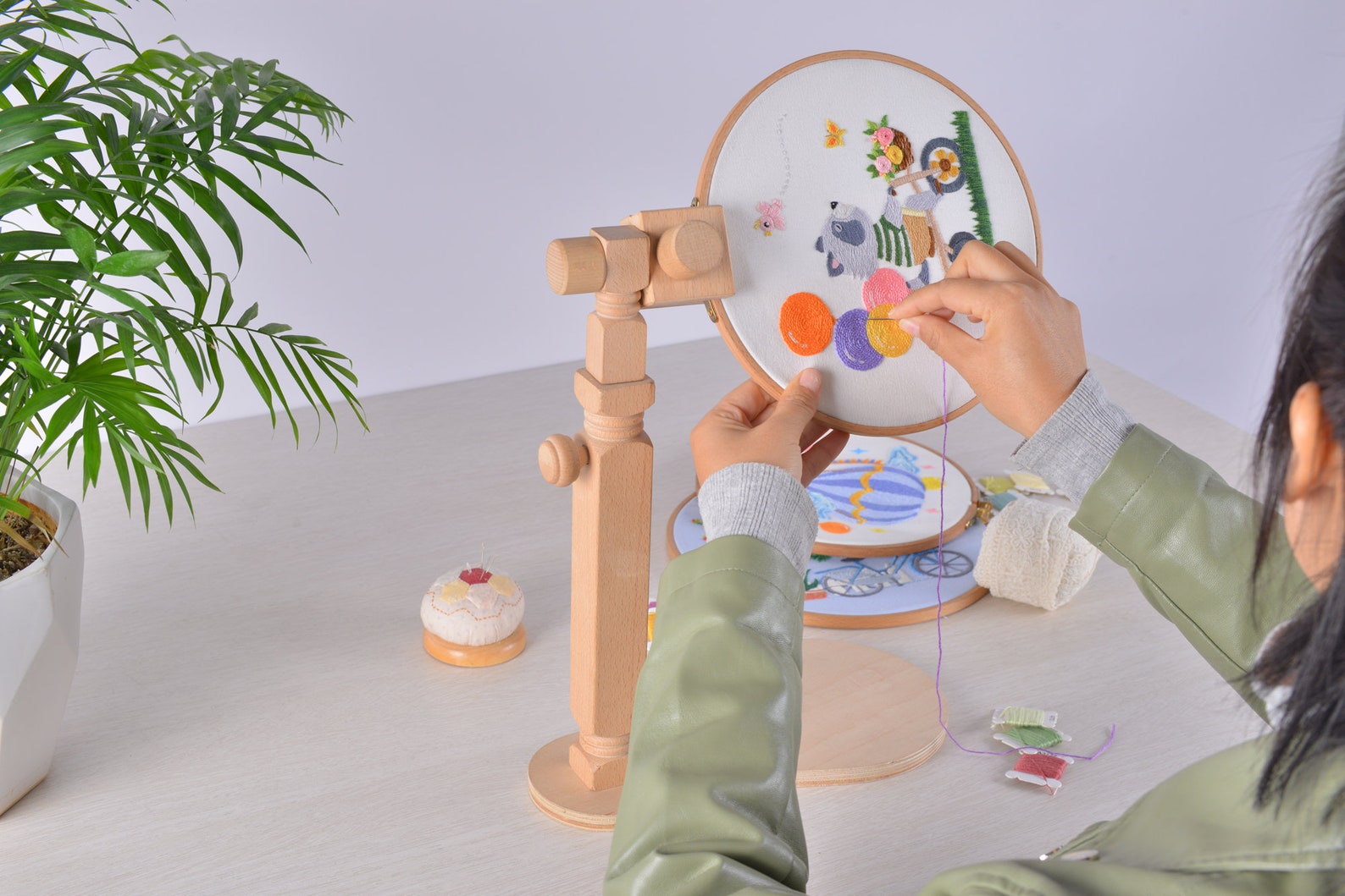 Rotated Wooden Embroidery Lap Stand for Any Hoops- Cross Stitch Stand ...