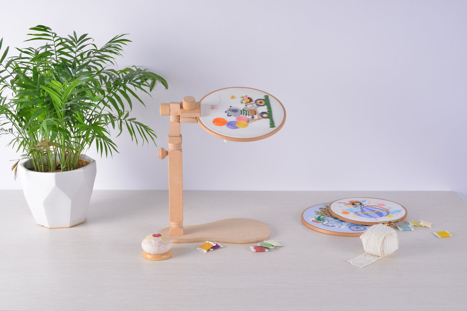 Rotated Wooden Embroidery Lap Stand for Any Hoops- Cross Stitch Stand ...