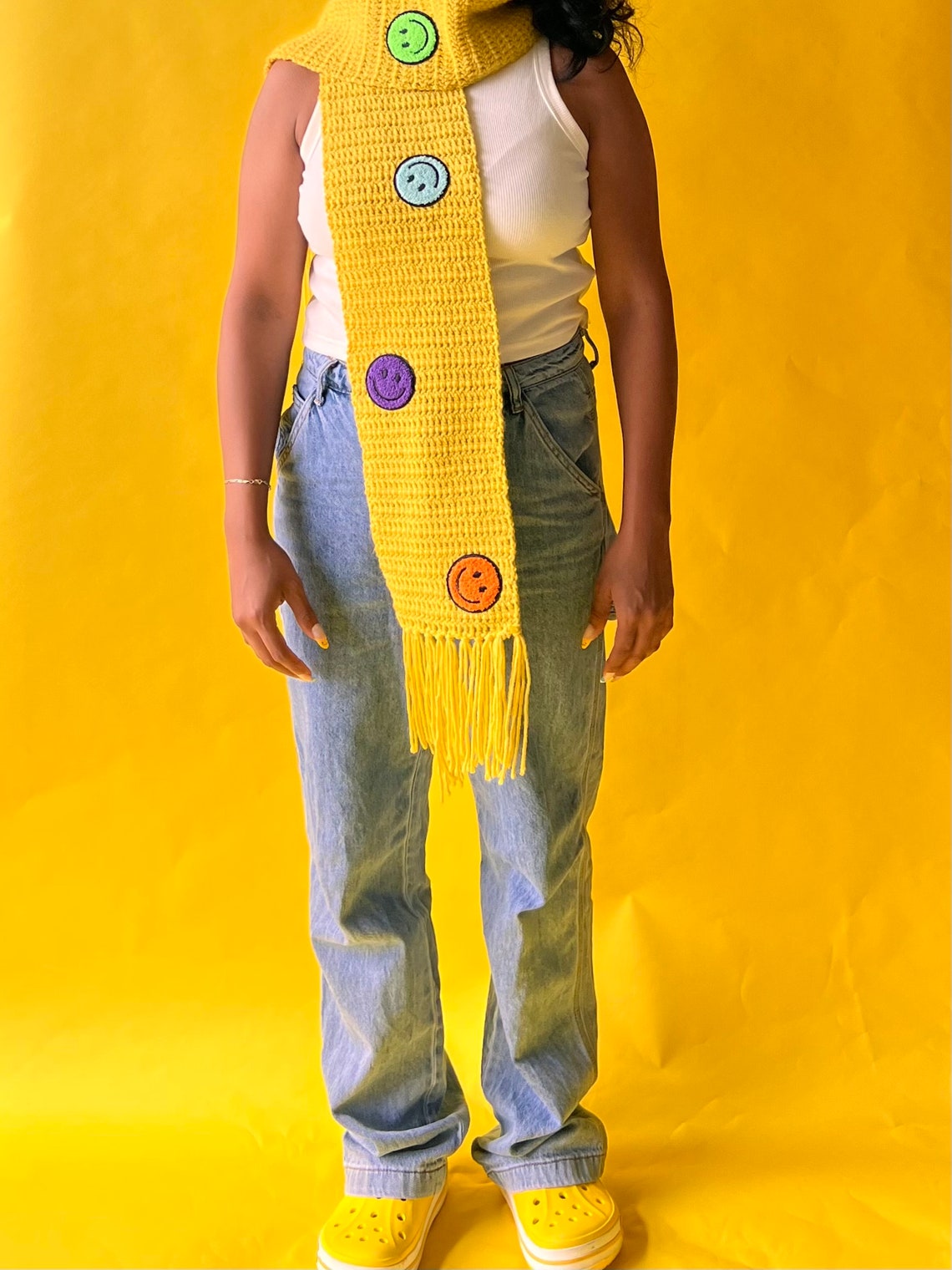 Crochet Smiley Scarf - Etsy