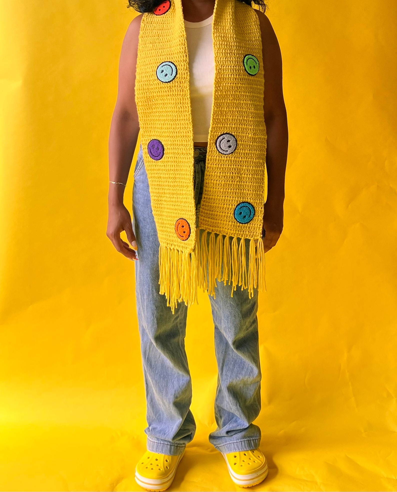 Crochet Smiley Scarf - Etsy