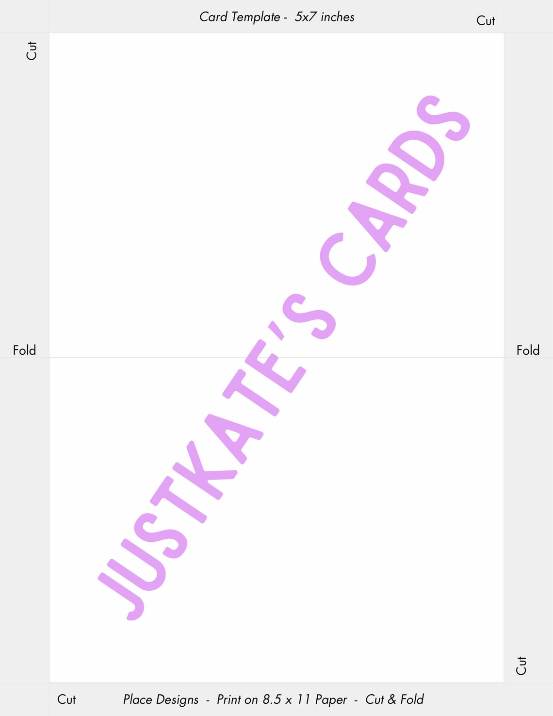 Greeting Card Template (pdf/word) 4x6 and 5x7 Inches - Cut & Fold ...