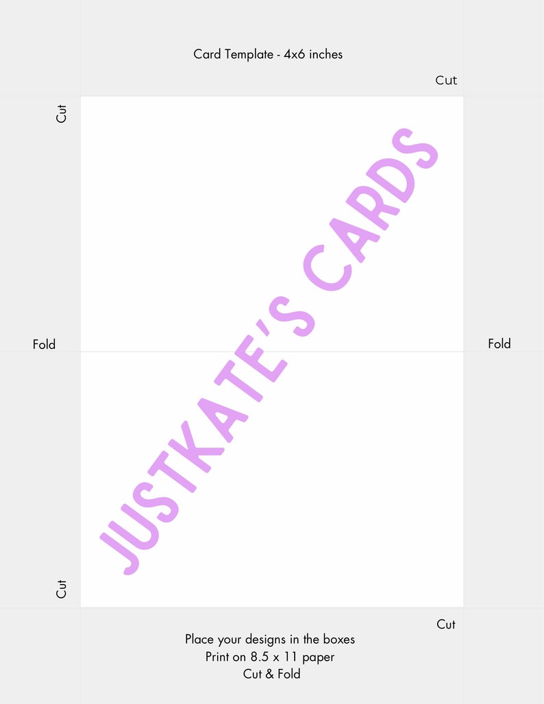 Greeting Card Template (pdf/word) 4x6 and 5x7 Inches - Cut & Fold ...