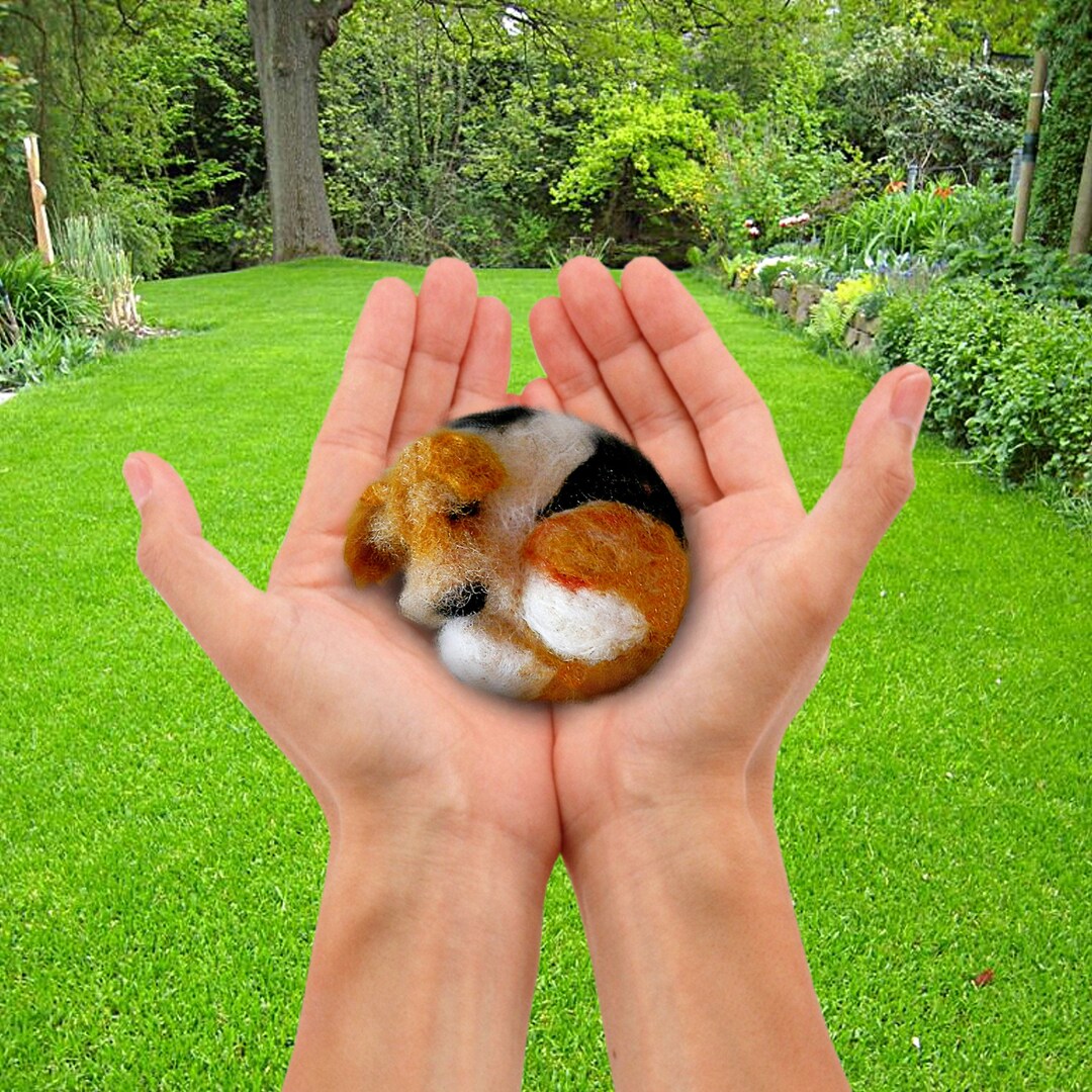 Small Sleeping Dog Miniature Soft Toy, Symbol of Good Luck. Needle ...