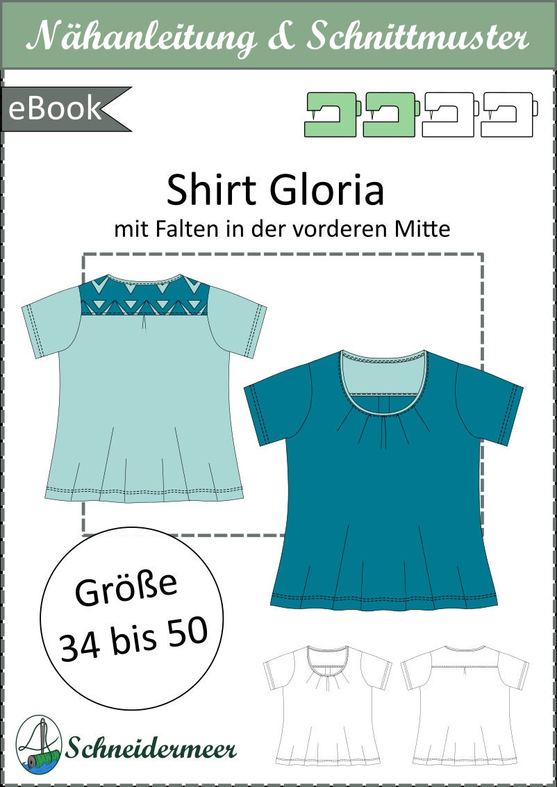 Jersey Shirt Sewing Pattern PDF Women’s Top Pleats Short Sleeve Long ...