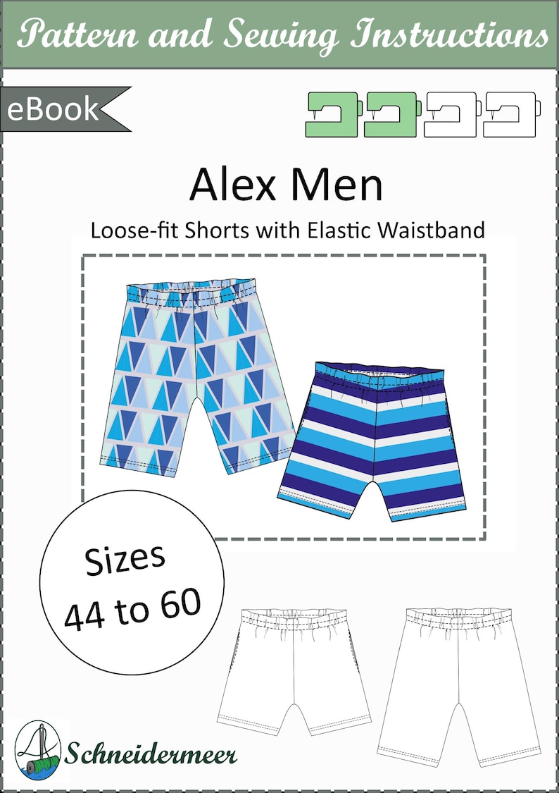 Alex Men Sewing Pattern Easy to Sew Men’s Shorts With Cut-on Elastic ...
