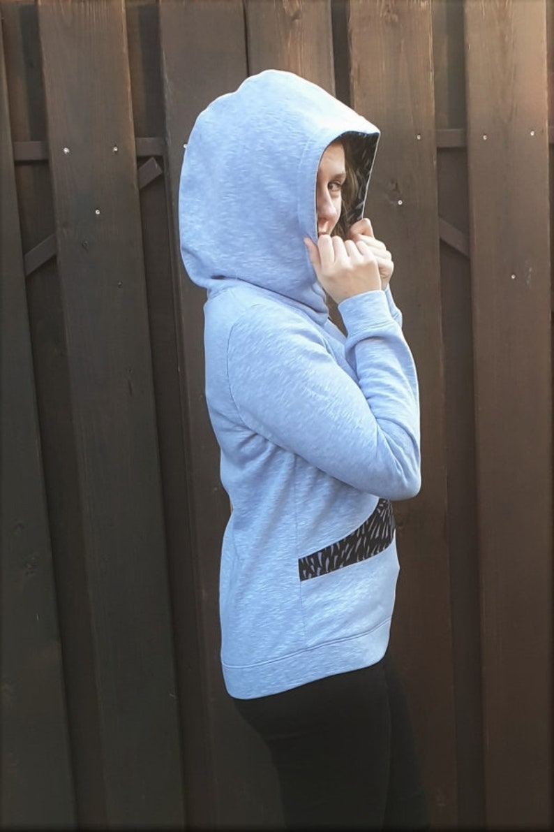 PDF Pattern Hoodie Lara With Wave Pattern With Wrap Collar and - Etsy