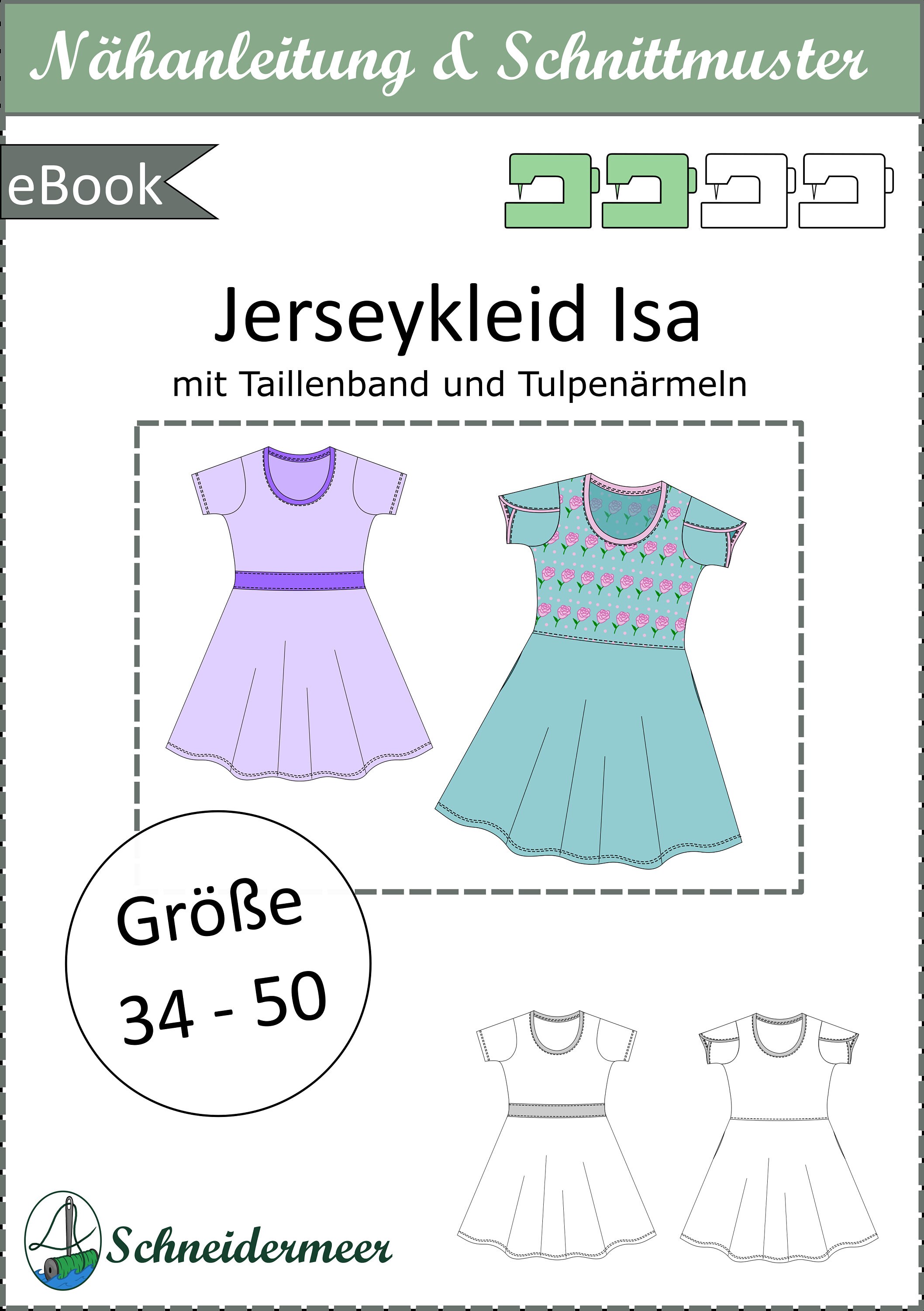 PDF Sewing Pattern Jersey Dress Women Flared Skirt Tulip Sleeve ...