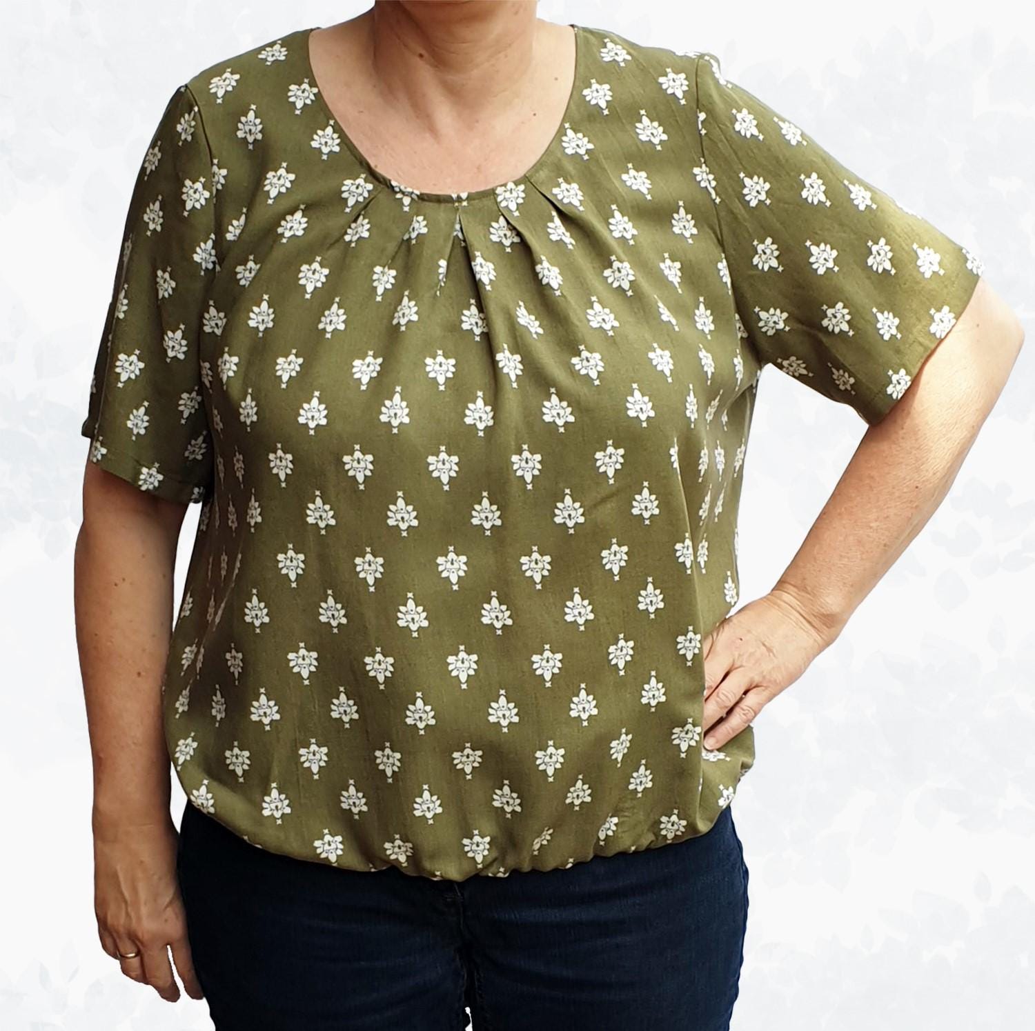 Loose Blouse Sewing Pattern Pdf Betty Boho Woven Top Pleated Neckline ...