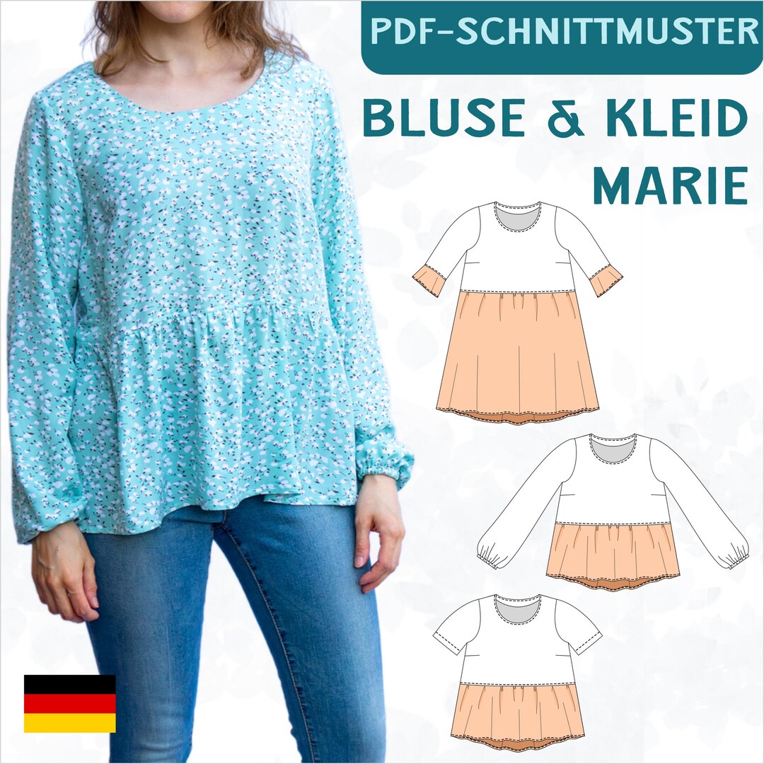 PDF Sewing Pattern Boho Blouse Ruffle Marie Loose Blouse Ruffle Sleeve ...
