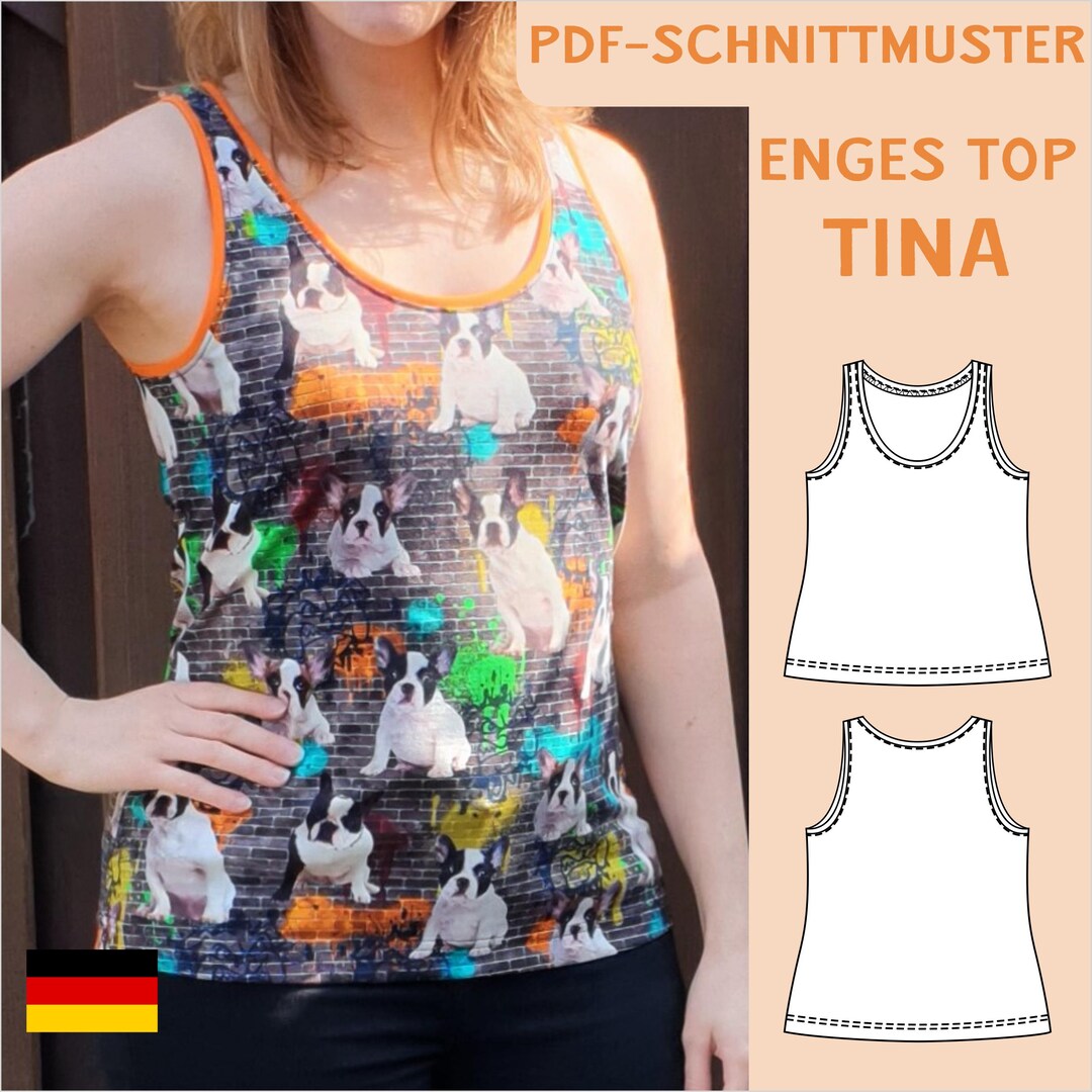 Tina Sewing Pattern PDF Fitted Tank Top Sleeveless Round Neck Quick ...