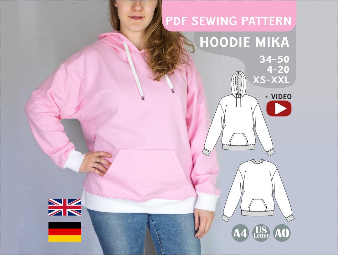 Oversized Hoodie Sweater Sewing Pattern PDF Women Pullover Sweatshirt ...