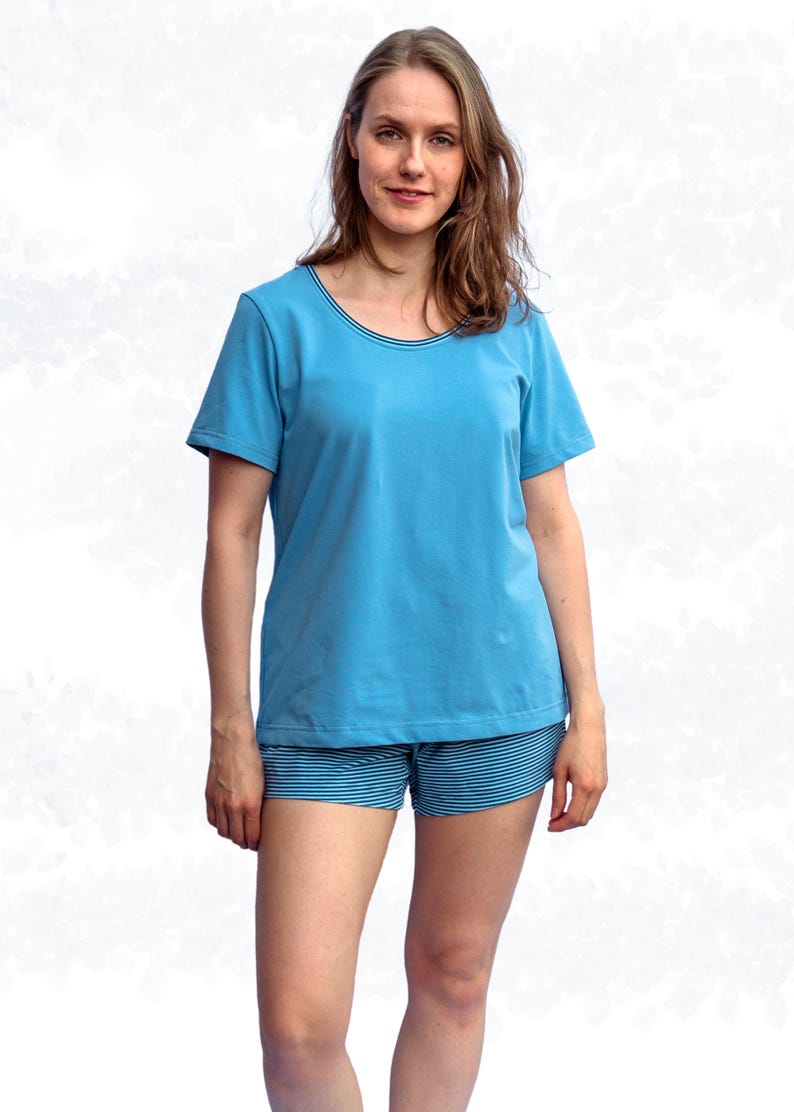 Women Pajama Sewing Pattern Pdf Jersey Sleepwear Set Shirt Pants Shorts ...