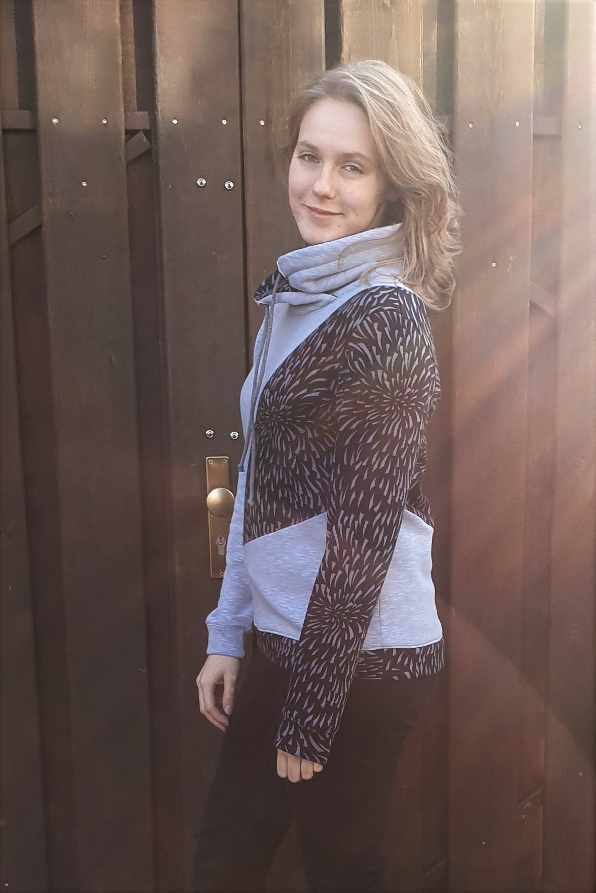 PDF Pattern Hoodie Lara With Wave Pattern With Wrap Collar and Hood ...