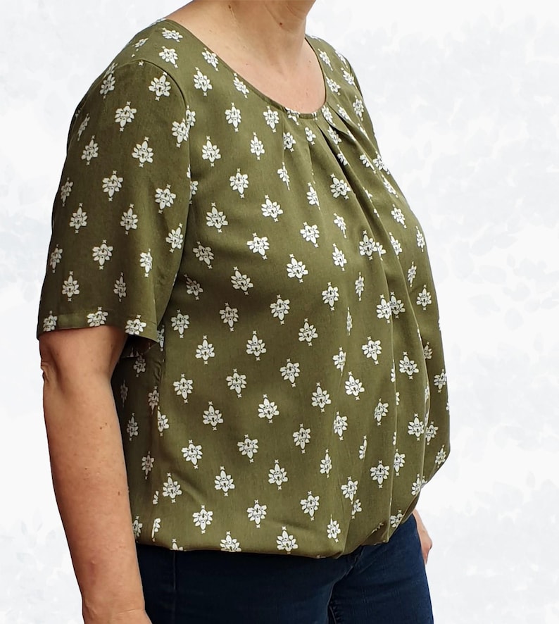 Blouse Sewing Pattern Pdf Betty Women Woven Pleated Blouse Loose Summer ...