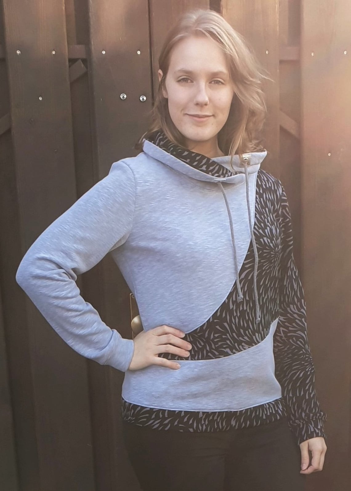 PDF Pattern Hoodie Lara With Wave Pattern With Wrap Collar and - Etsy