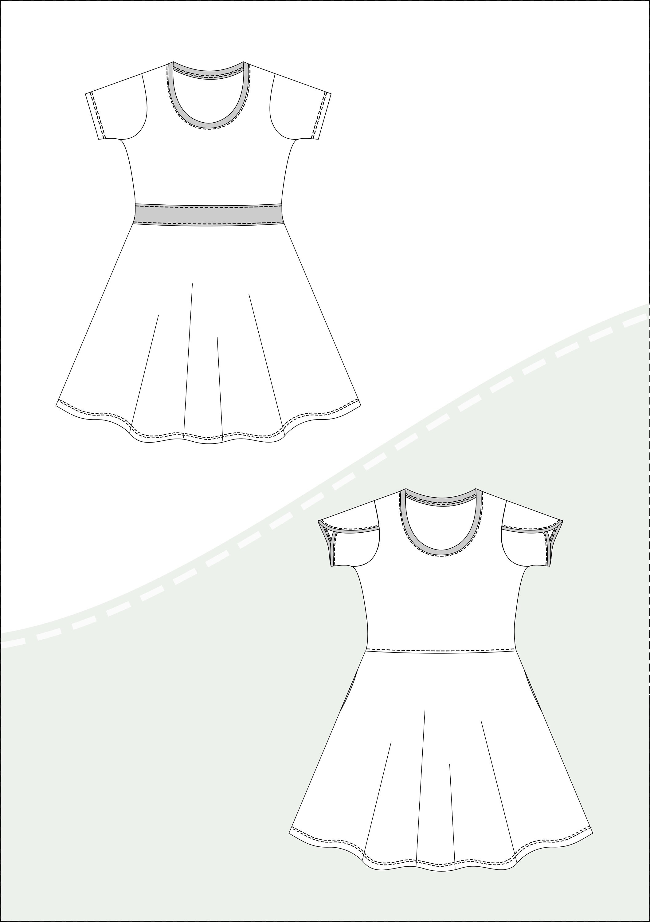 PDF Sewing Pattern Jersey Dress Women Flared Skirt Tulip Sleeve ...