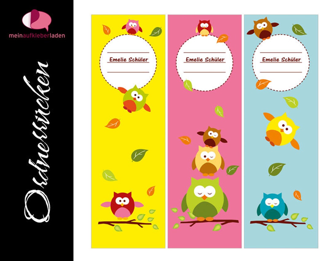 Folder Back Stickers Owls 3 Er Set Stickers for Wide - Etsy