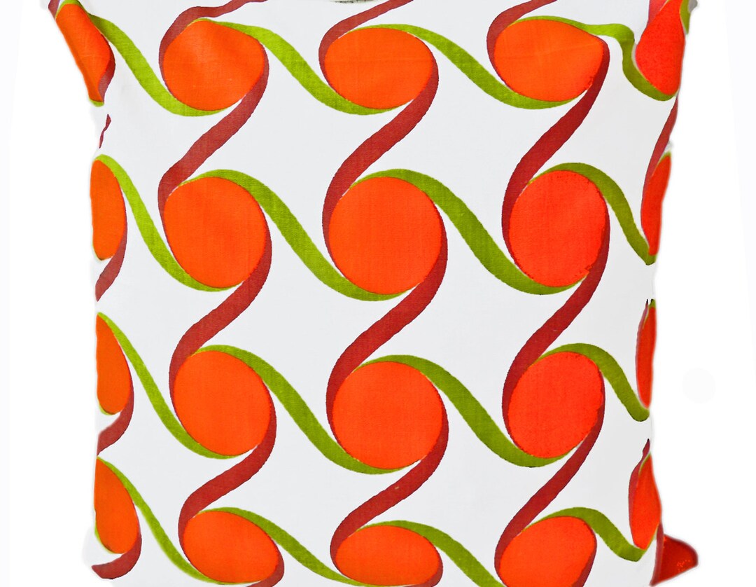 Retro Cushion 40 X 40 Cm 50 X 50 Cm PSYCHEDELIC DOTS Circles Orange ...