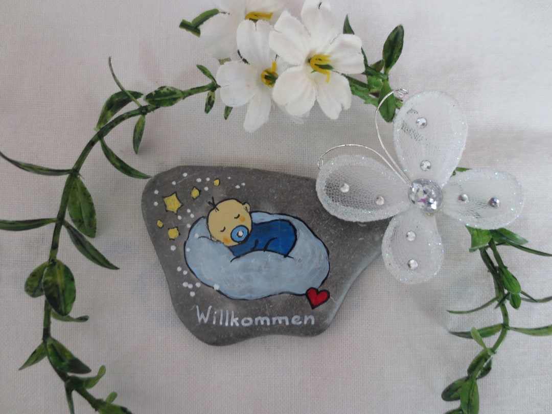 Stone Welcome Baby 7 Cm, Stone for Birth Baptism, Gift Baby, Lucky ...