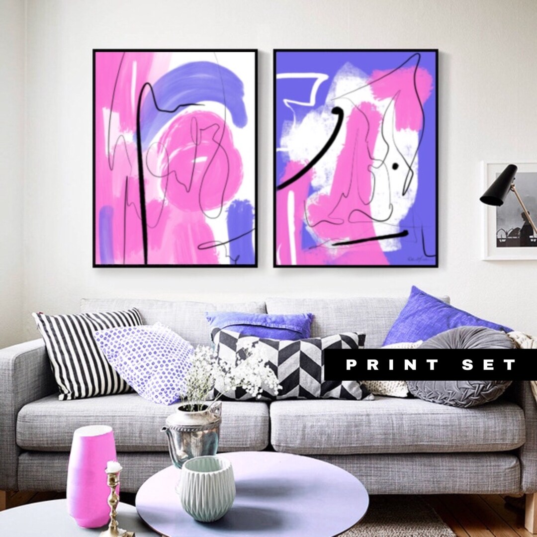 Pink Purple Abstract Art Print, A2 Download Print Abstract, Abstract ...